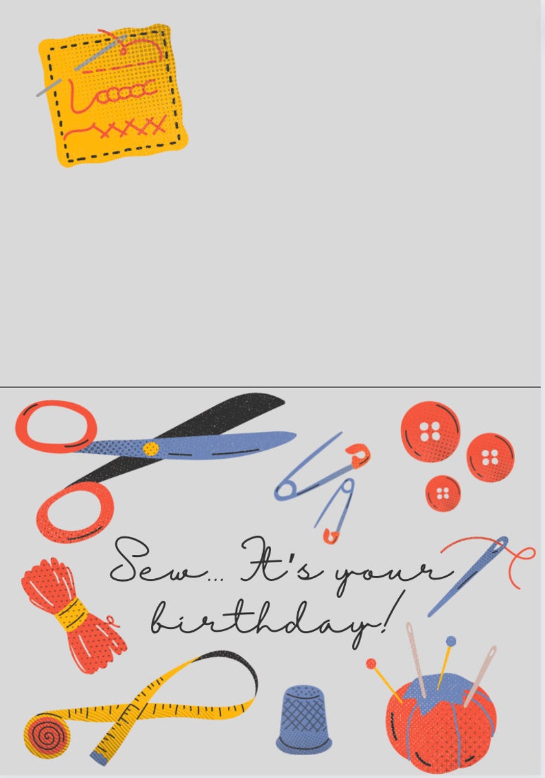 Printable, Editable Birthday Card, Sewing, for the Sewer, Crafts, "sew ...