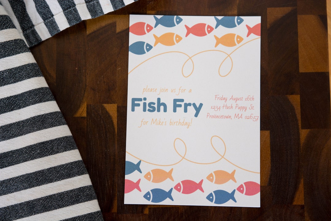Editable, Printable Fish Fry Invitation, Fish Fry Party, Dinner Party ...