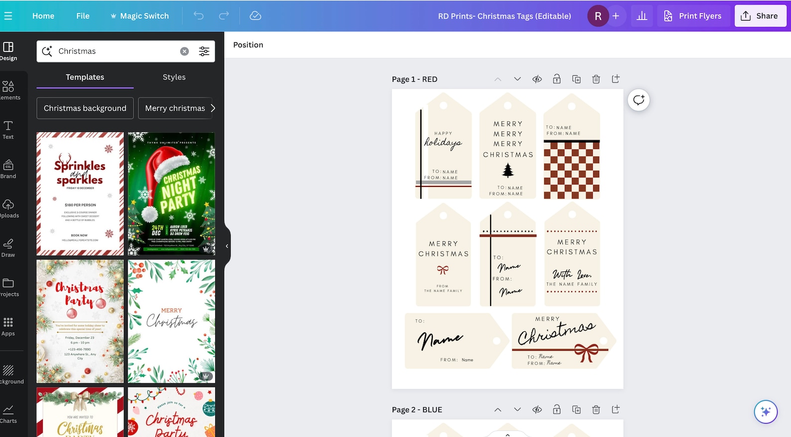 Editable, Printable Christmas Gift Tags, Holiday Gift Tags, Editable ...