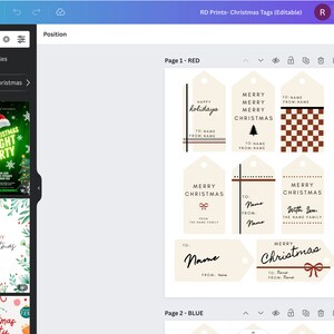 Editable, Printable Christmas Gift Tags, Holiday Gift Tags, Editable ...