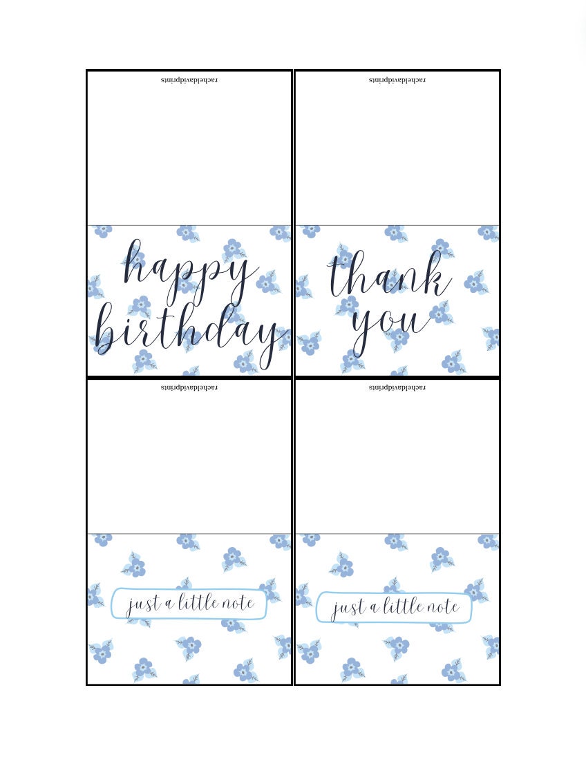 Printable Little Note Cards Happy Birthday, Thank You, Congratulations, All Occasions. Instant ...