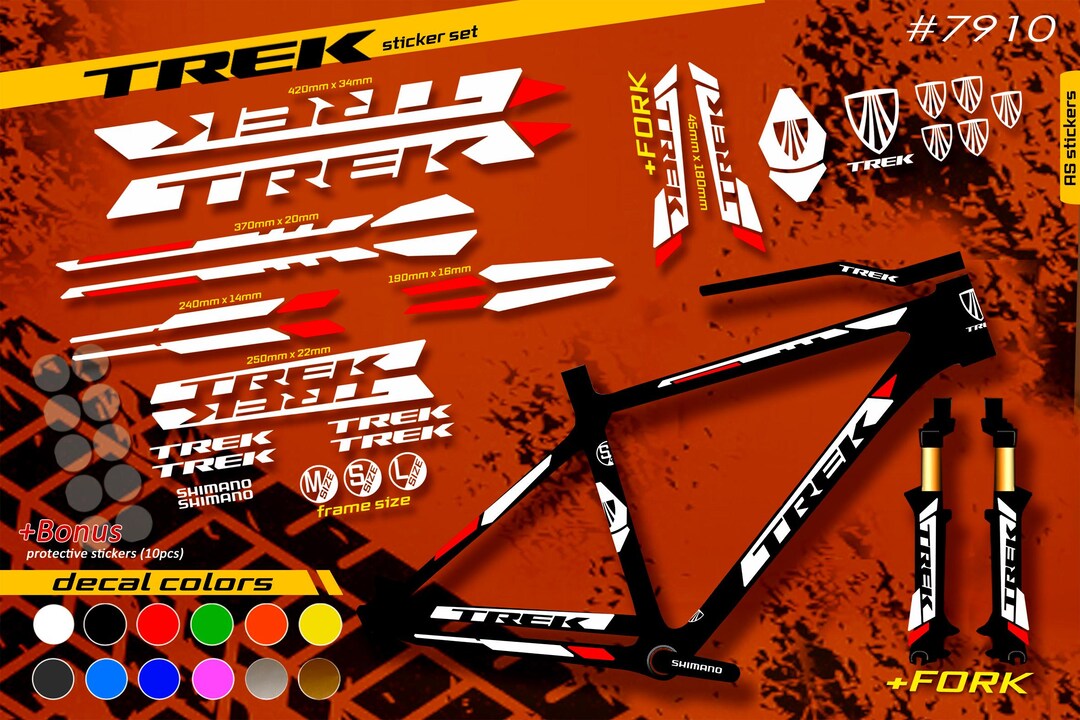 Trek Bike Stickers Set fork. ALL COLORS Complete Set - Etsy