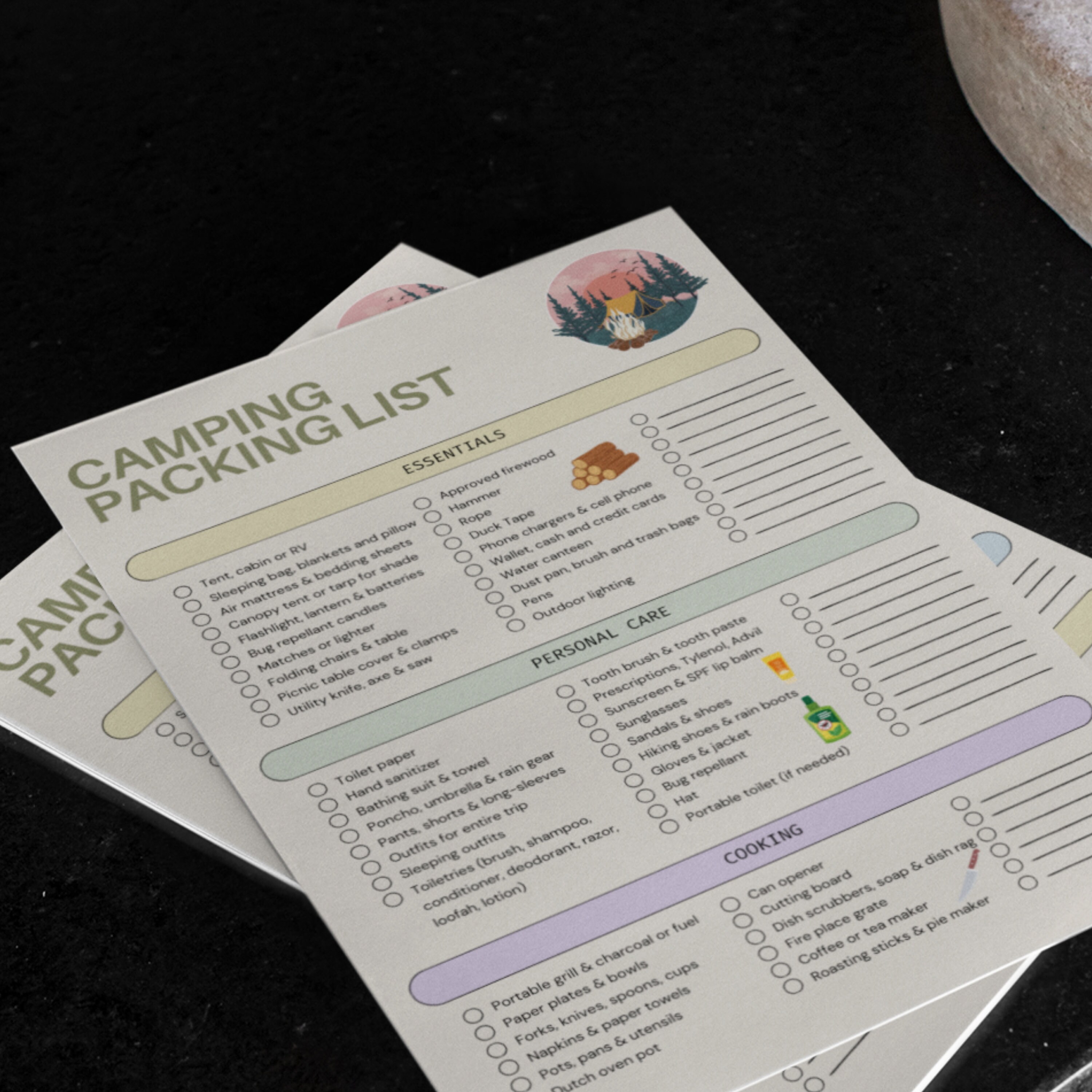 Camping Packing Checklist Digital Download | Etsy Vacation Organizer ...