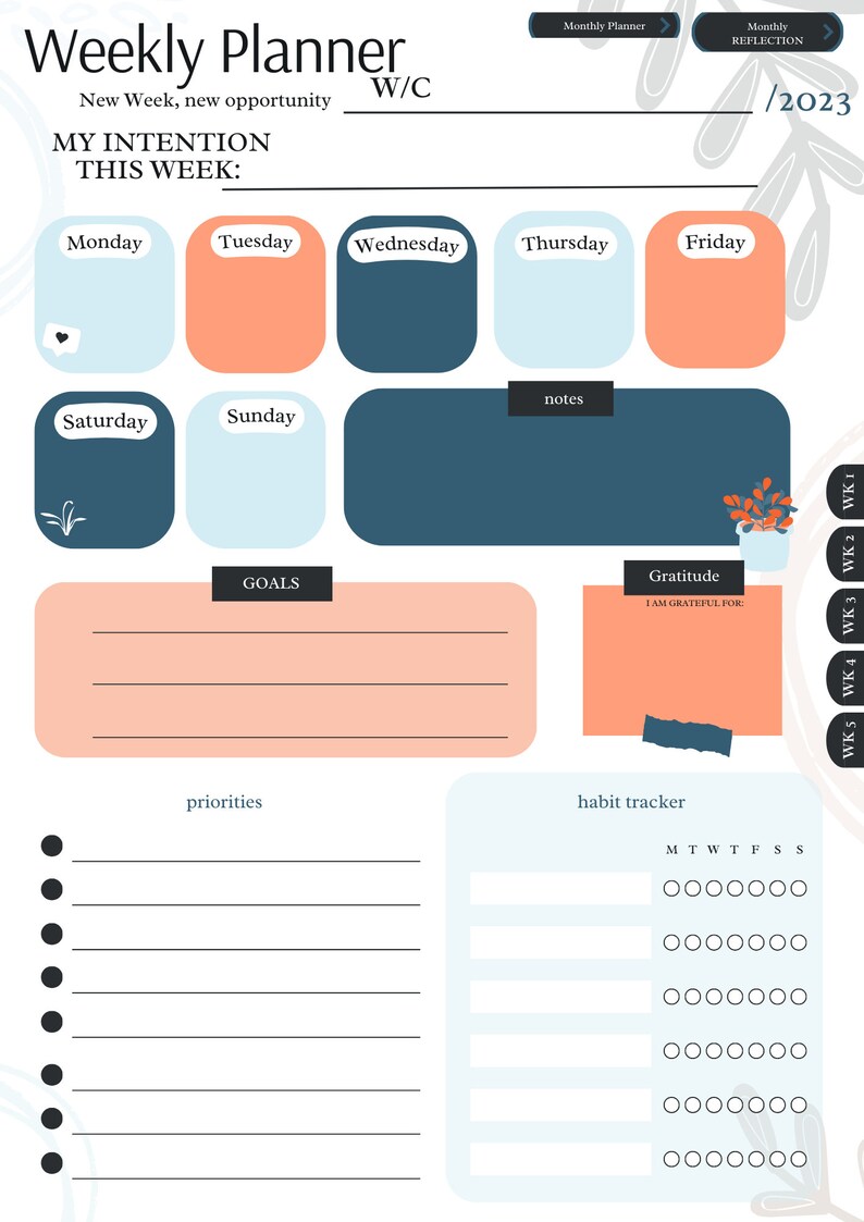 Weekly Reflection Planner - Etsy