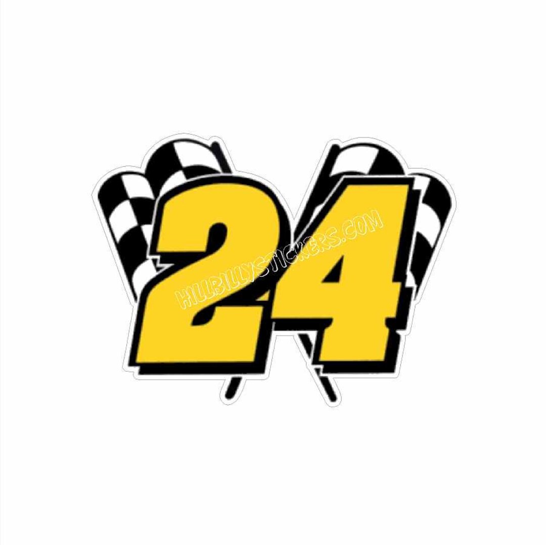 Number 24 Sticker With Flag 3.5" Tall X 4.8" Wide. Awesome Graphics and ...