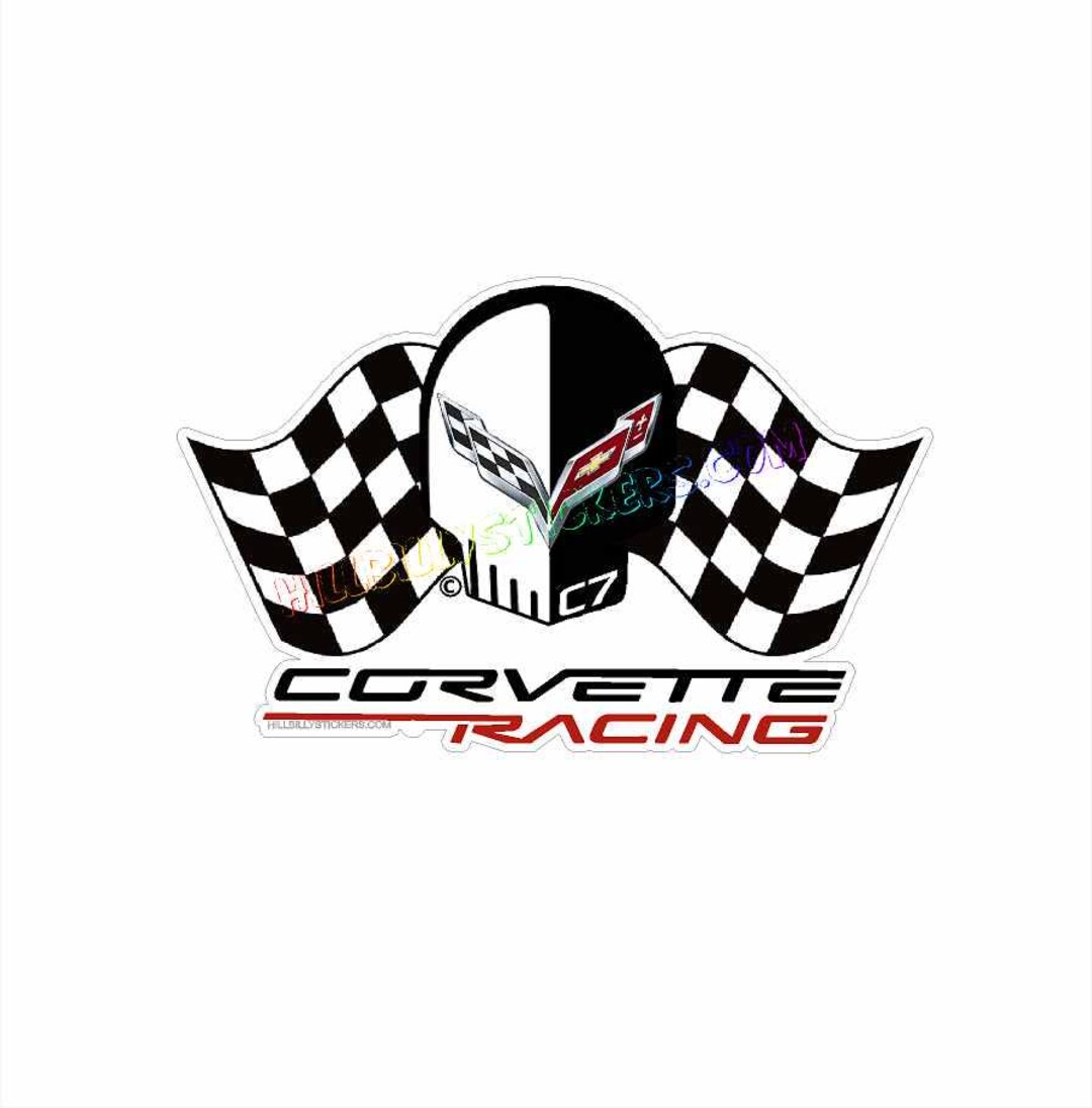 New - C 7 Racing Vette Skull & Flag Sticker.3.1"x 5" Wide - Awesome ...
