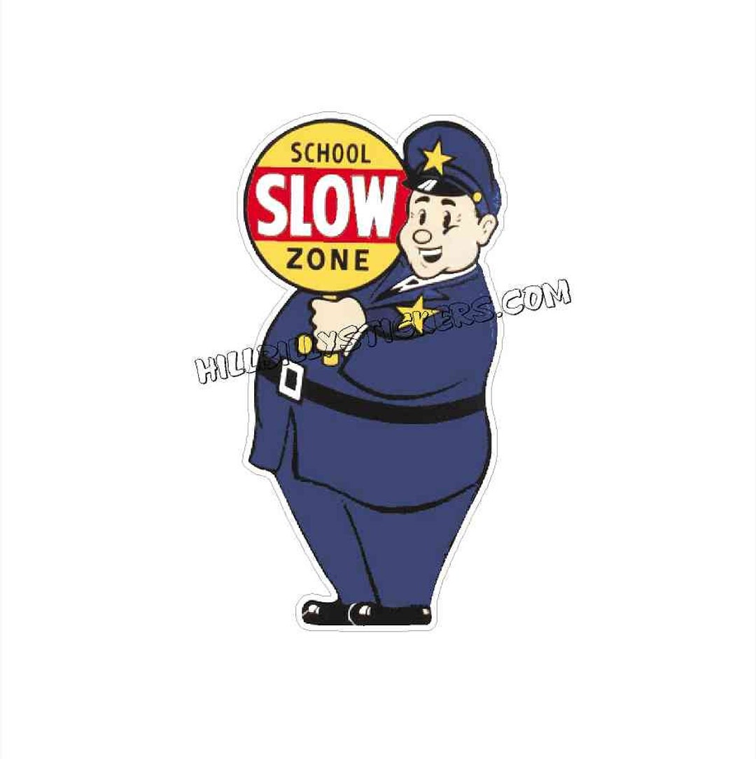 School Slow Zone - Sticker 5" Tall / Awesome Vintage Looking Sticker ...