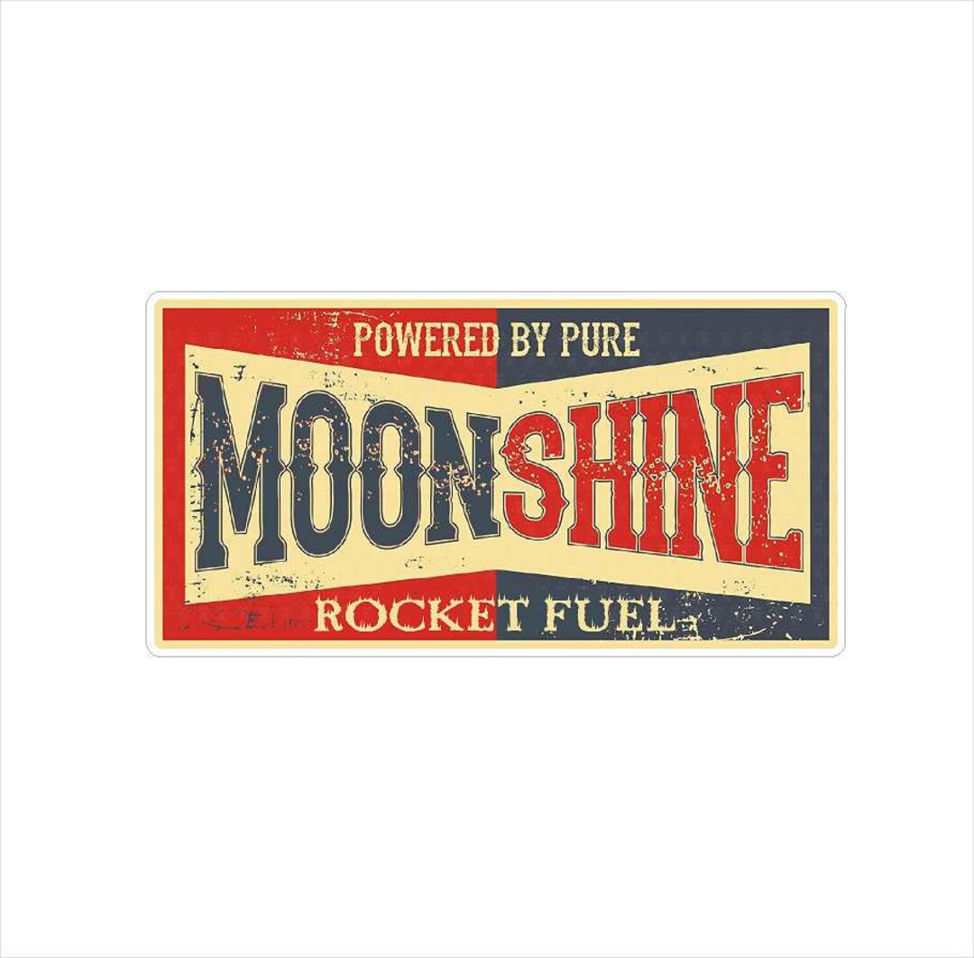 Vintage Moonshine 2.6"x 5" Long Sticker - Awesome Colors. Water & UV ...