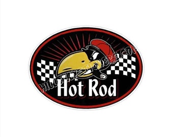 Hot Rod Decal, Full Color Classic Car Decal, Car With Flames Laptop ...