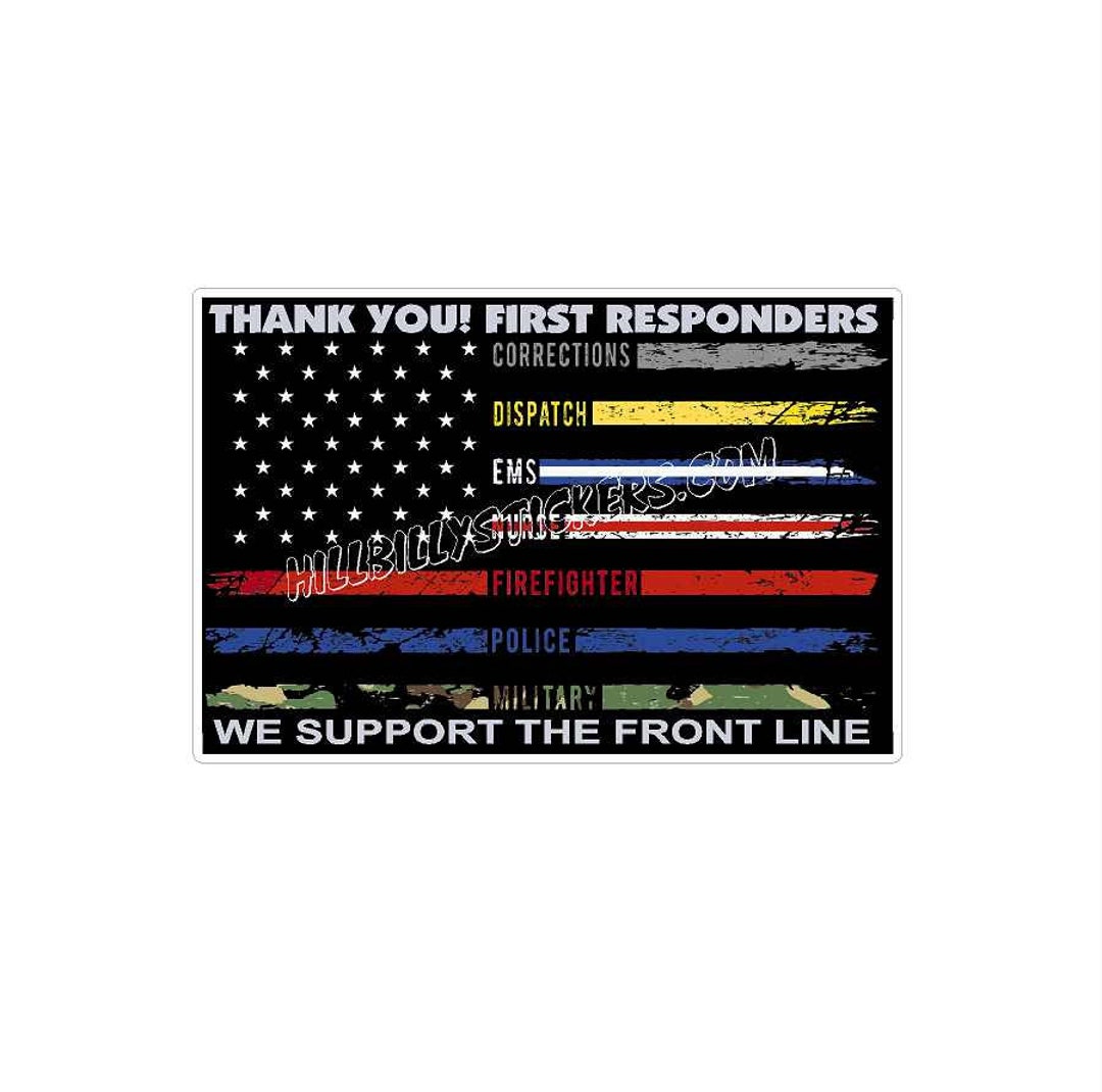 Thank You First Responders 3"x 5" Wide Beautiful Sticker. Graphics ~ UV ...
