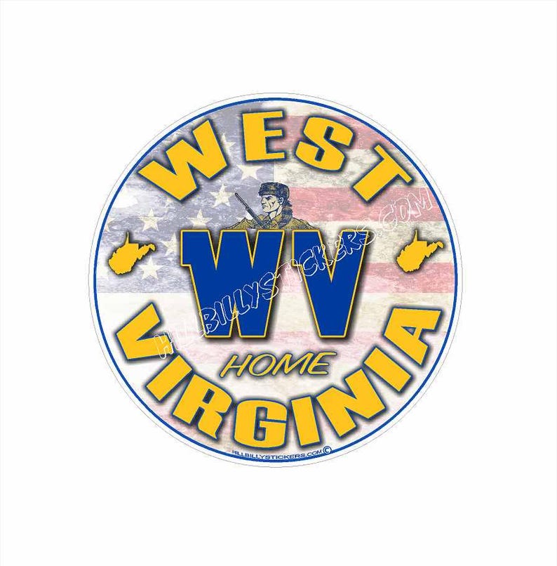 West Virginia Sticker, With US Flag. (new on the Market) 4.8" Tall UV ...