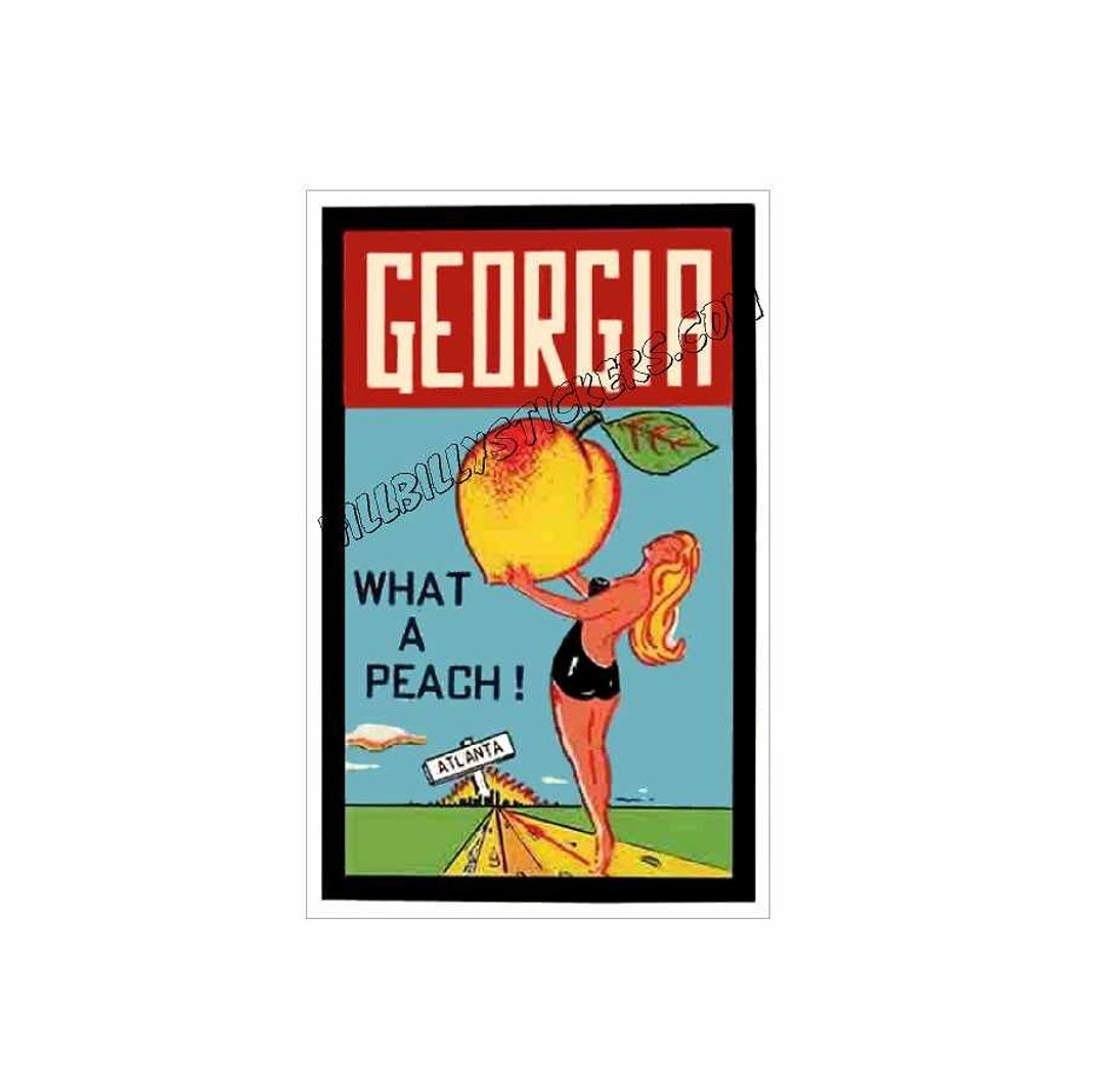 GEORGIA Peach Sticker 4.5" Tall - Awesome Looking 60s Sticker. ~ UV ...