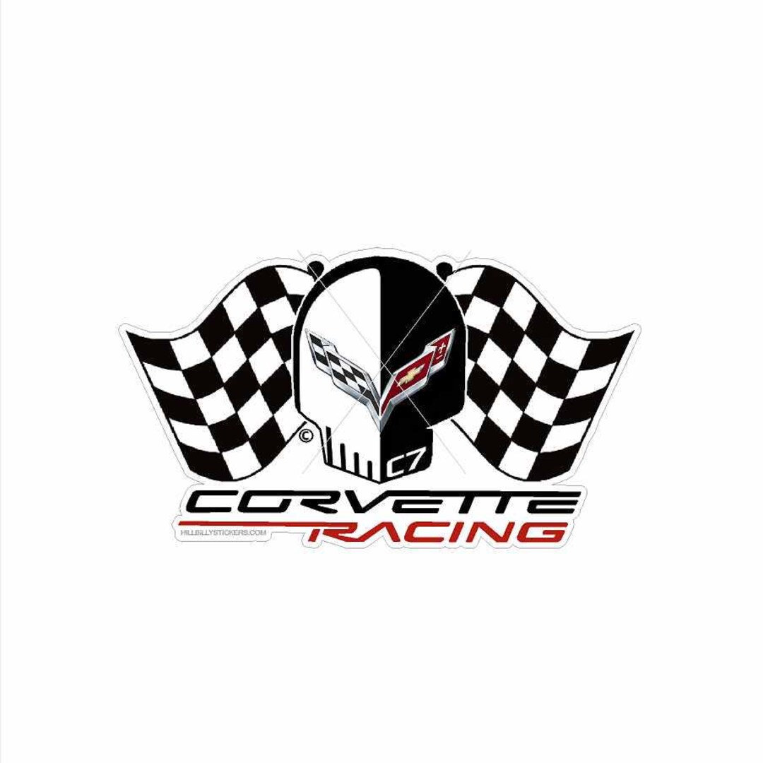 C7 Corvette Racing Skull Sticker: – 2.8" X 5" Checkered Flag Design - Etsy