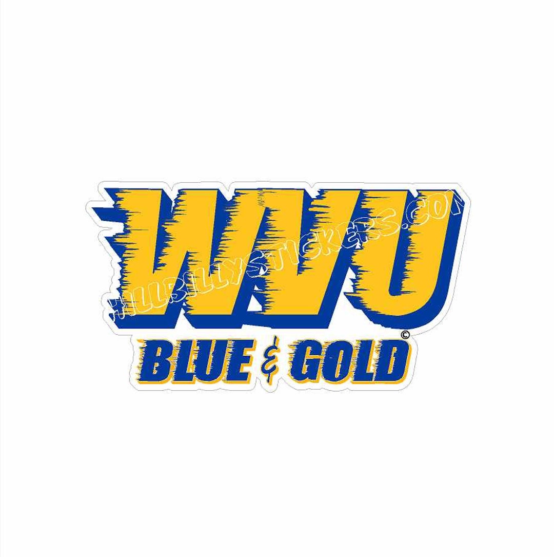 New WVU Blue & Gold Sticker 5 wide / 2 Sticker Set. UV / Water Proof 4 ...