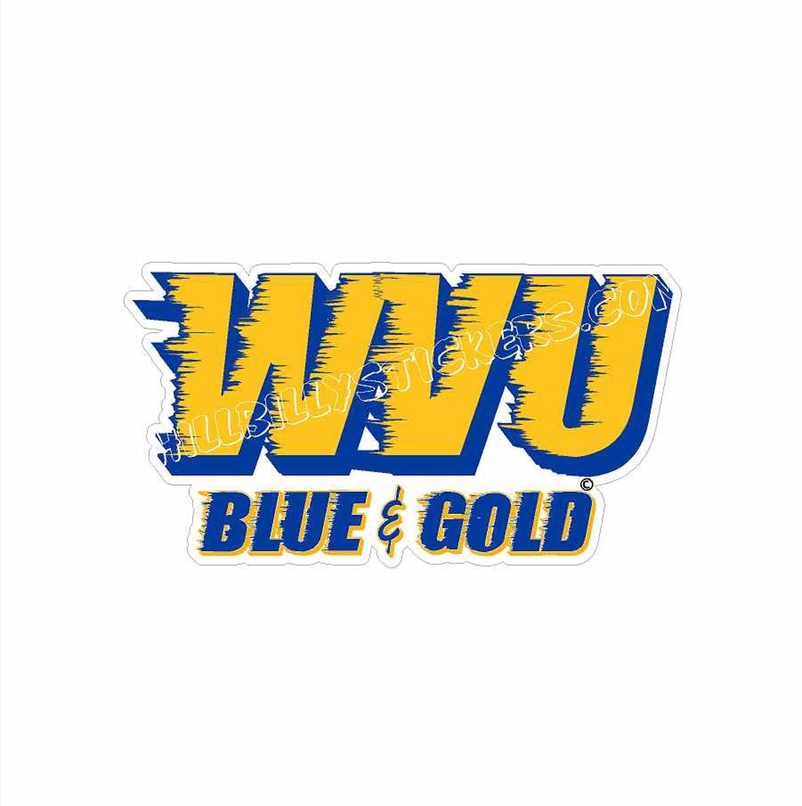 New WVU Blue & Gold Sticker 5 wide / 2 Sticker Set. UV / Water Proof 4 ...