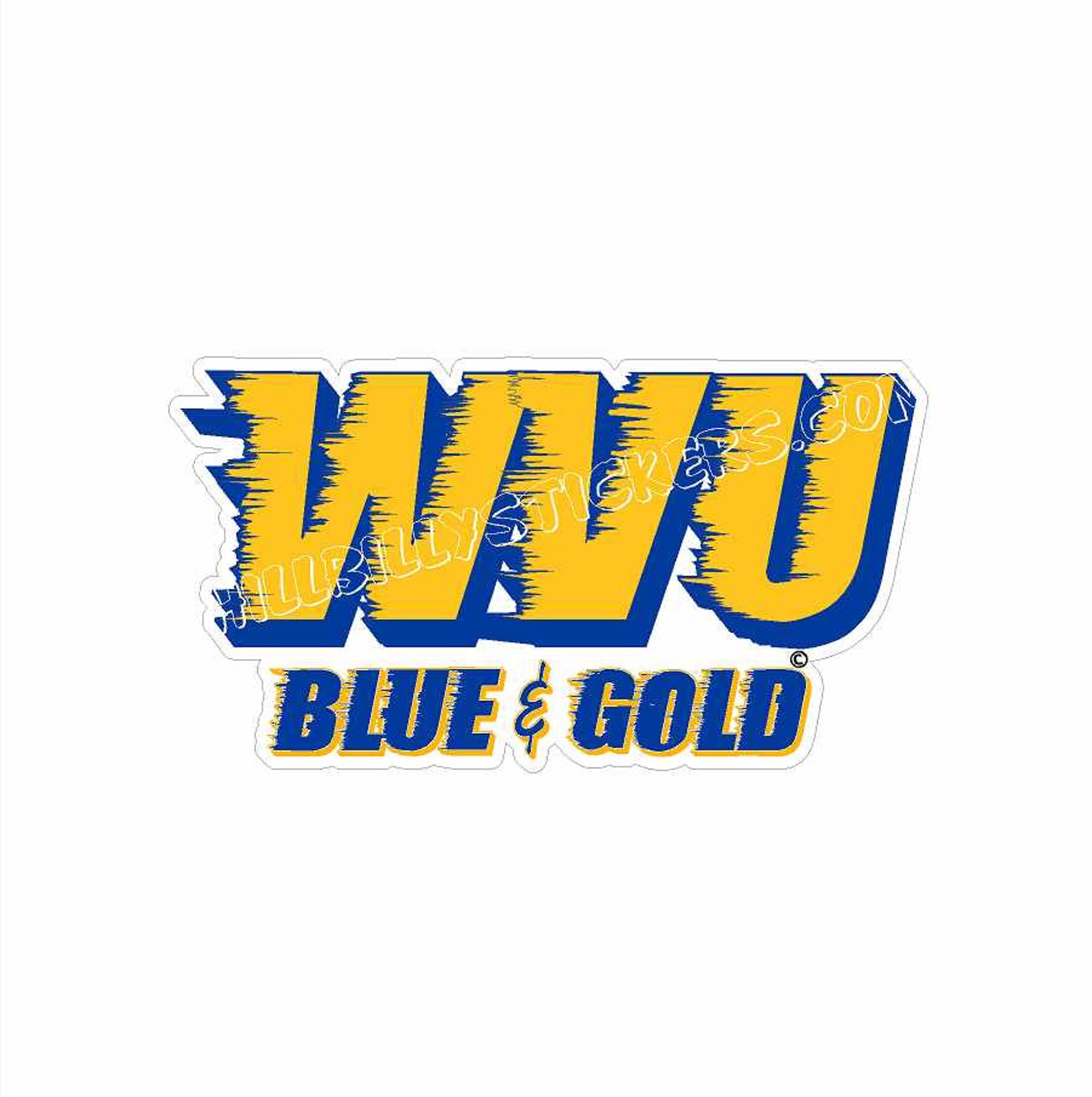 New WVU Blue & Gold Sticker 5 wide / 2 Sticker Set. UV / Water Proof 4 ...