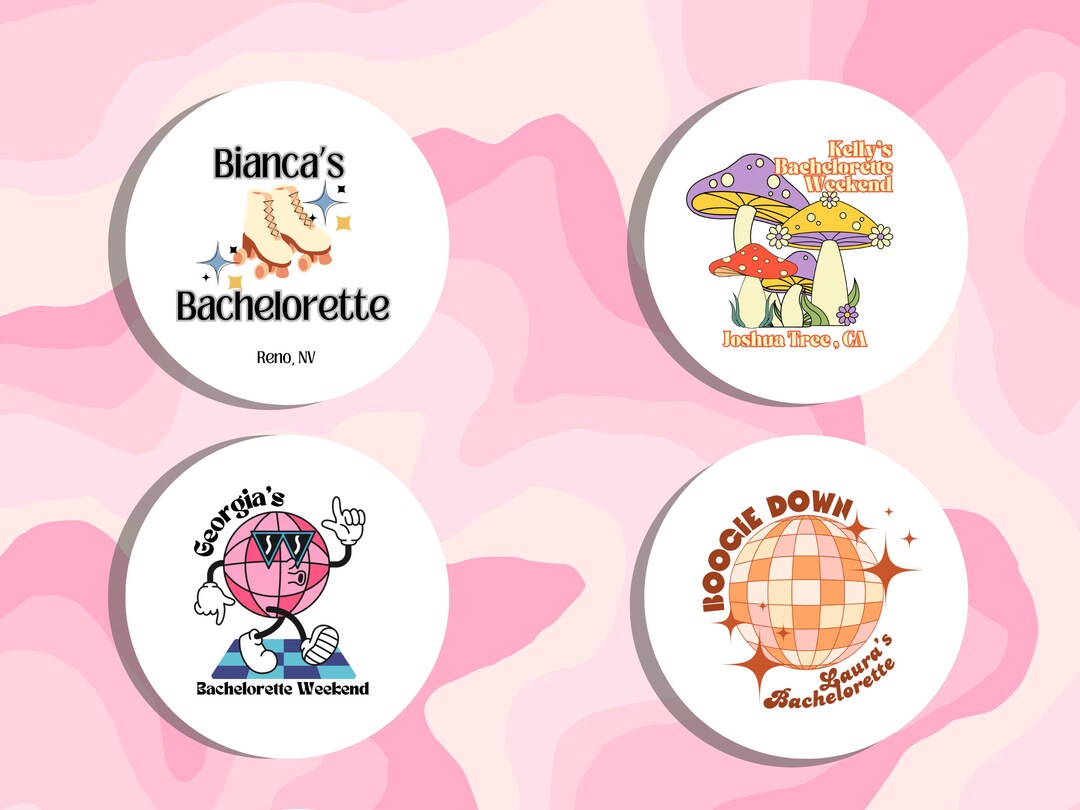 Personalized Bachelorette Stickers, Custom Retro Bridesmaid Stickers ...