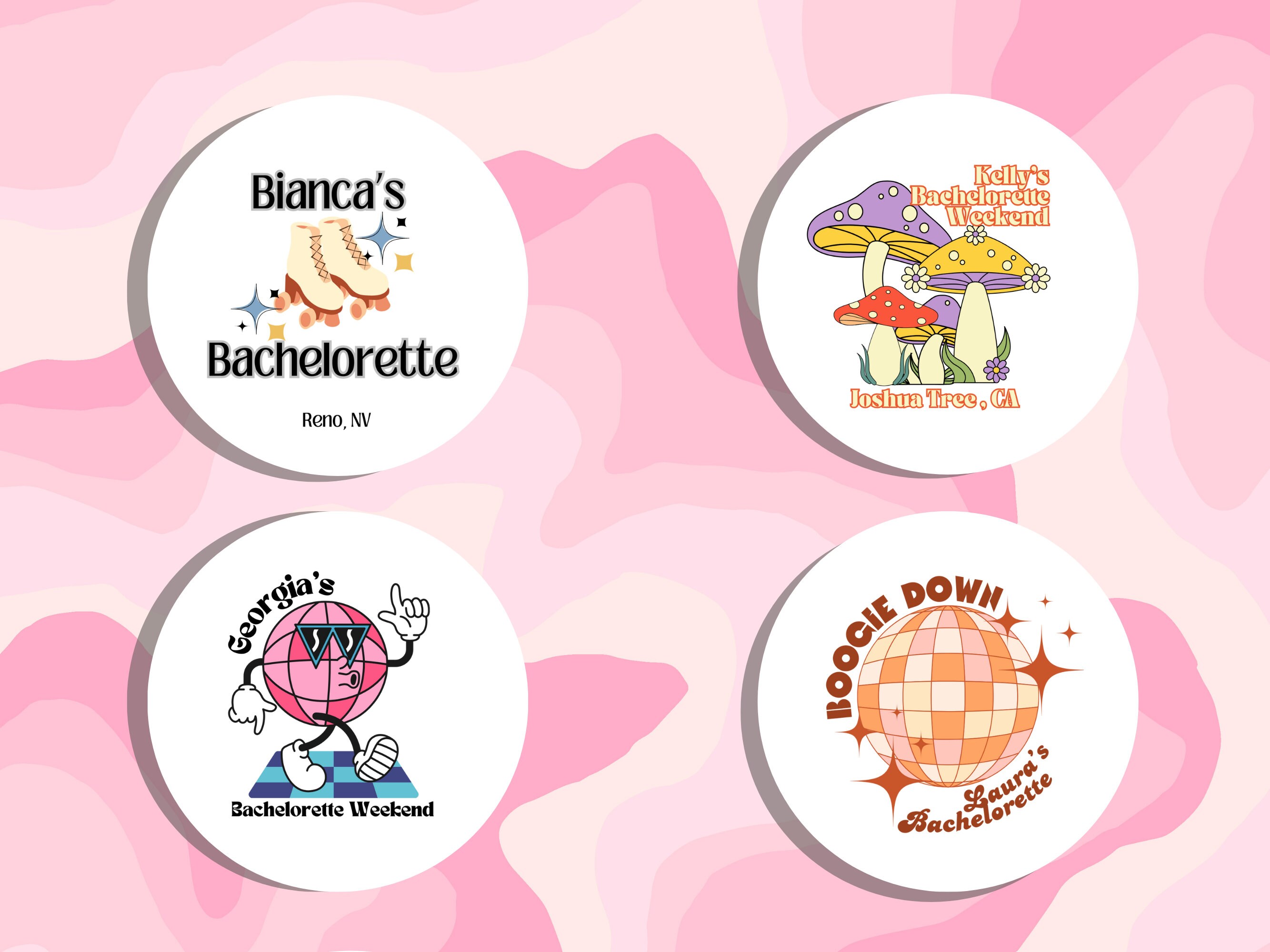 Personalized Bachelorette Stickers, Custom Retro Bridesmaid Stickers ...