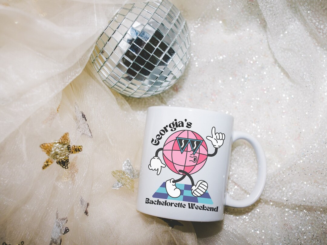 Retro Disco Bachelorette Party Cups 11 Oz. Mugs, Groovy 70s Bridal ...