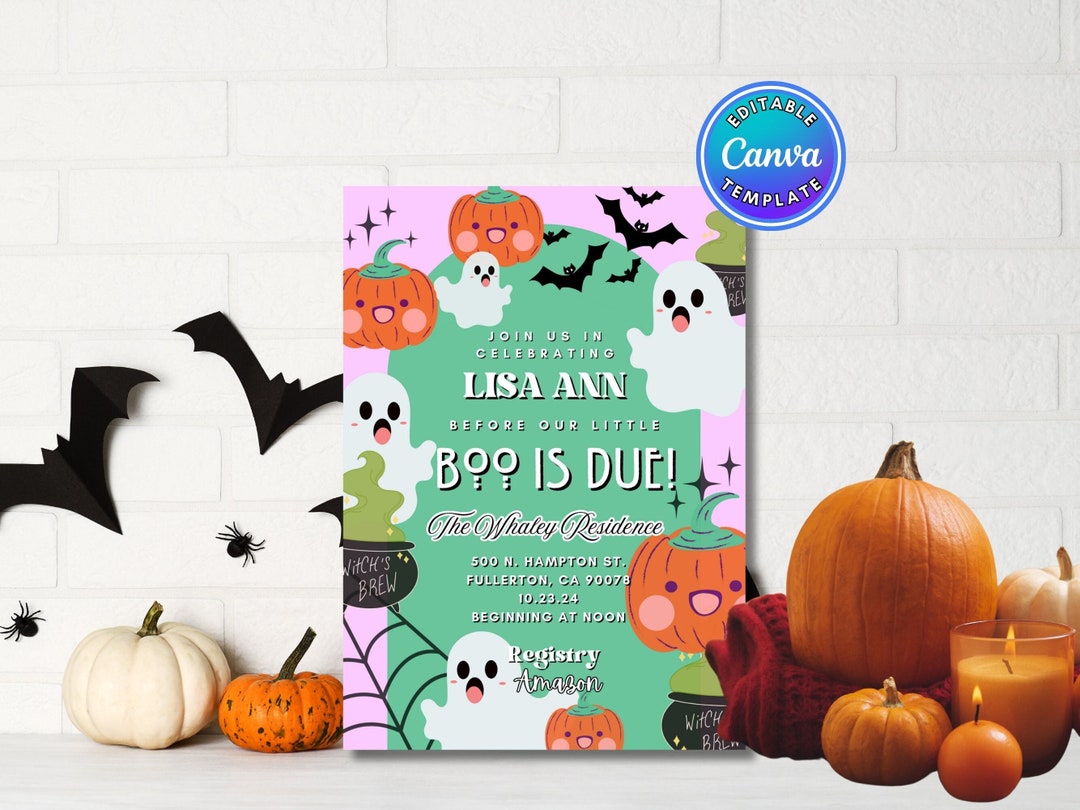 Boo is Almost Due Baby Shower, Halloween Baby Shower Invite, Spooky ...