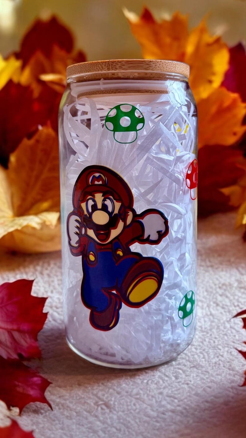 Super Mario Glass Cup, Mario Kids Cup, Custom Water Bottles, Cups, and ...