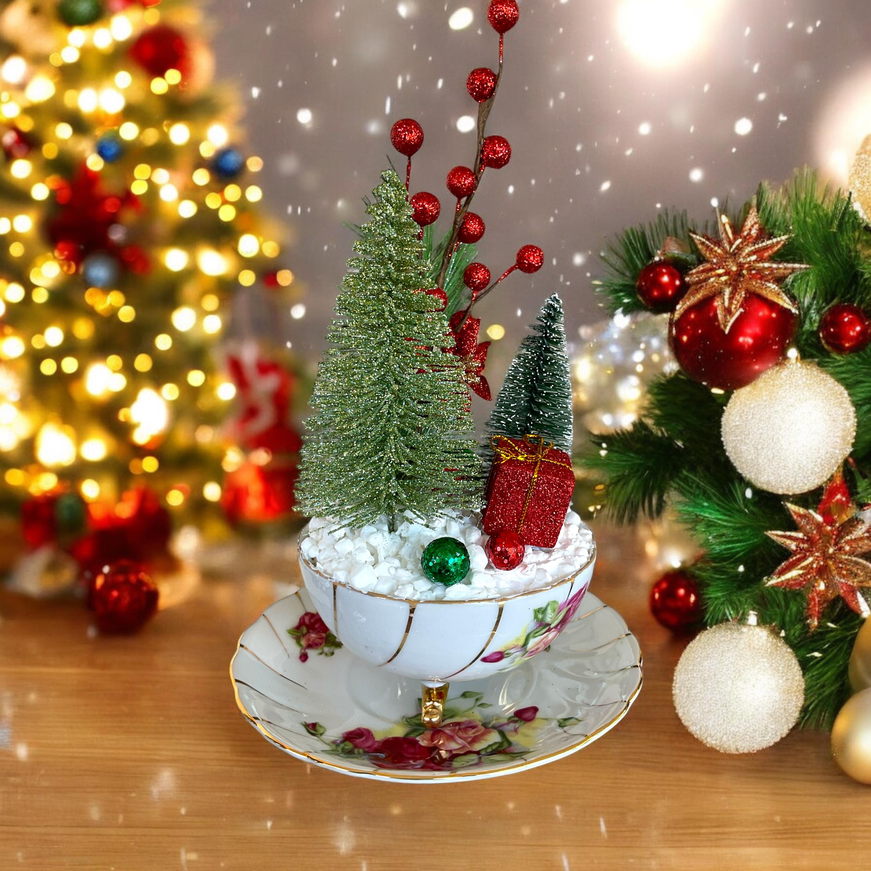 Christmas Home Decor Teacup Diorama Holiday Scene Hand Crafted OOAK ...