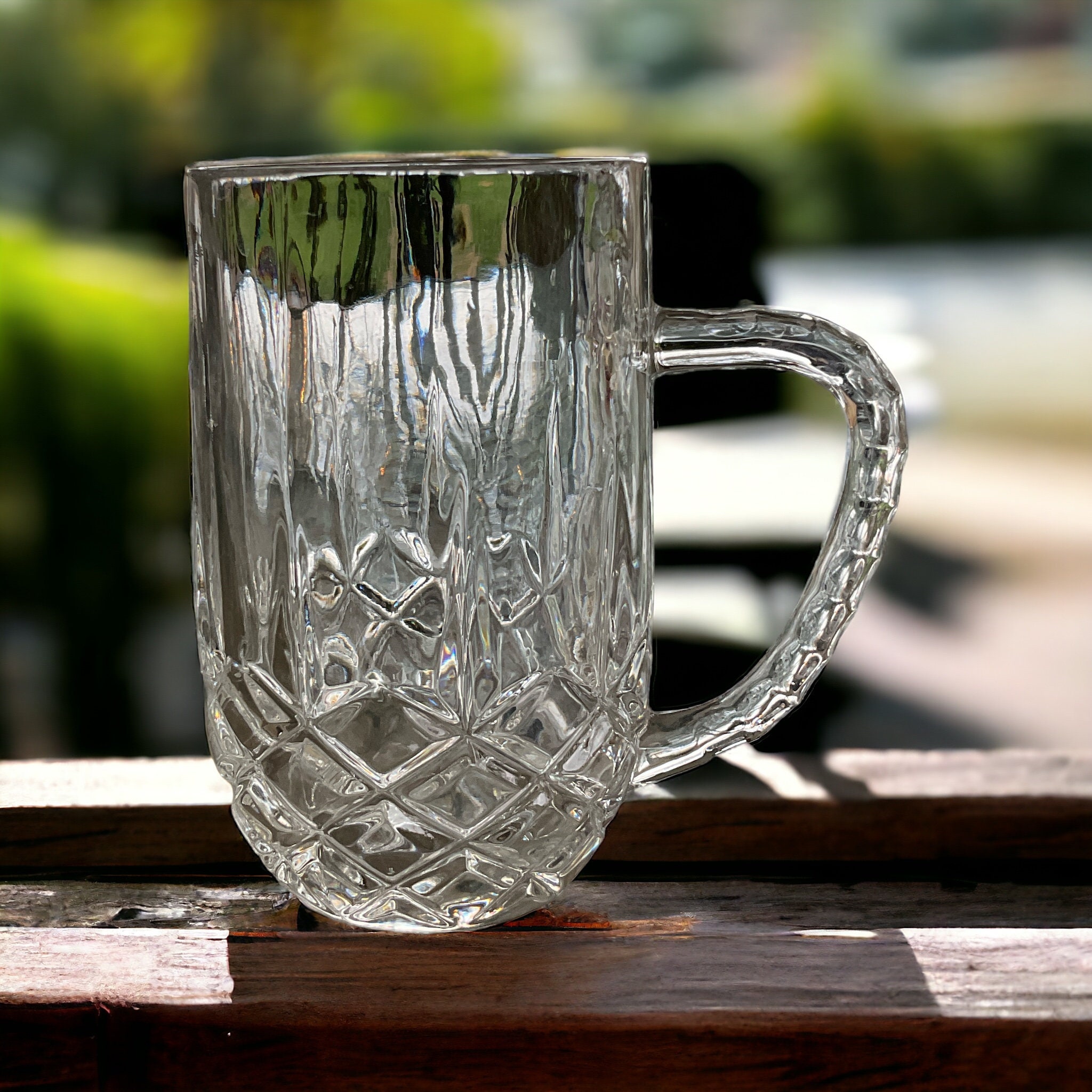 Vintage Crystal Glass Beer Mug With Vertical Cuts - Etsy