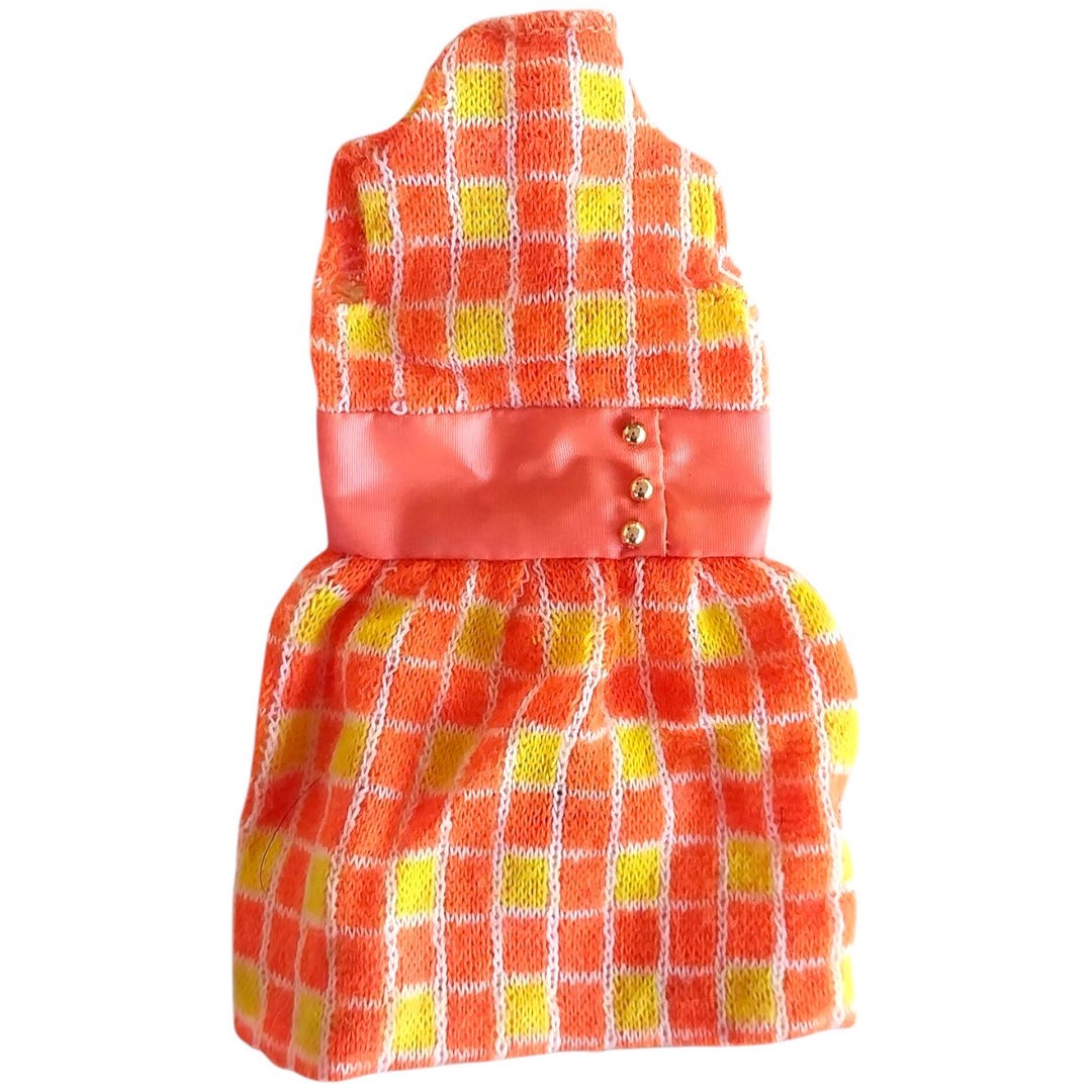1968-69 Barbie Francie Doll Outfit 1209 mini Chex Orange and Yellow ...