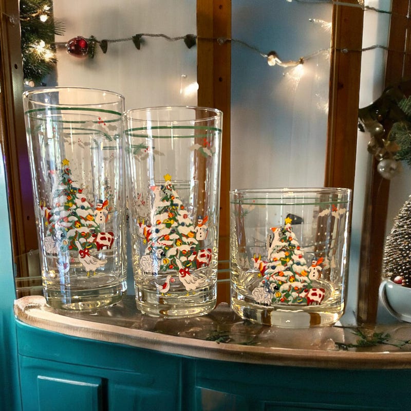 Christmas Glassware - Etsy