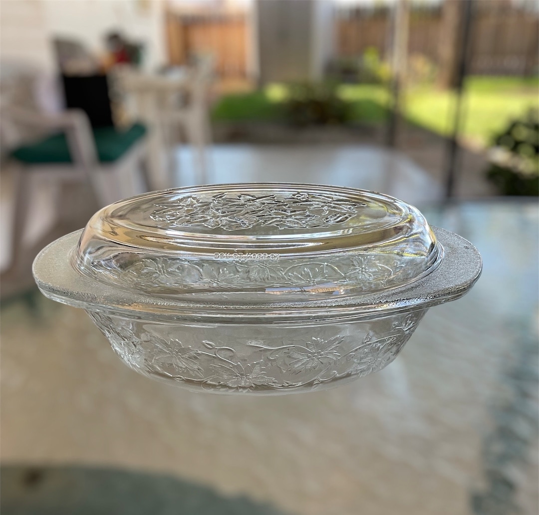Princess House 1.5 Quart Oval Covered Casserole Dish Crystal Pressed ...