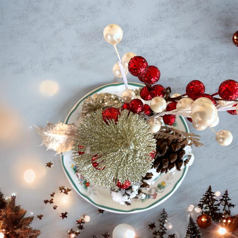 Christmas Decoration Cup and Saucer Diorama Holiday Centerpiece or Gift ...