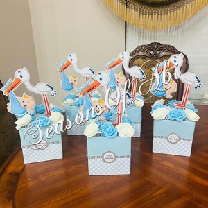 Box Centerpieces for Baby Shower Table Decor/ Table Centerpieces/ Stork ...