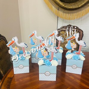 Box Centerpieces for Baby Shower Table Decor/ Table Centerpieces/ Stork ...