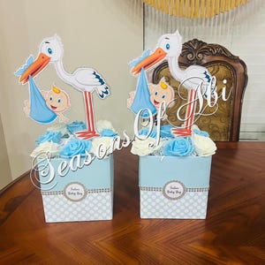 Box Centerpieces for Baby Shower Table Decor/ Table Centerpieces/ Stork ...