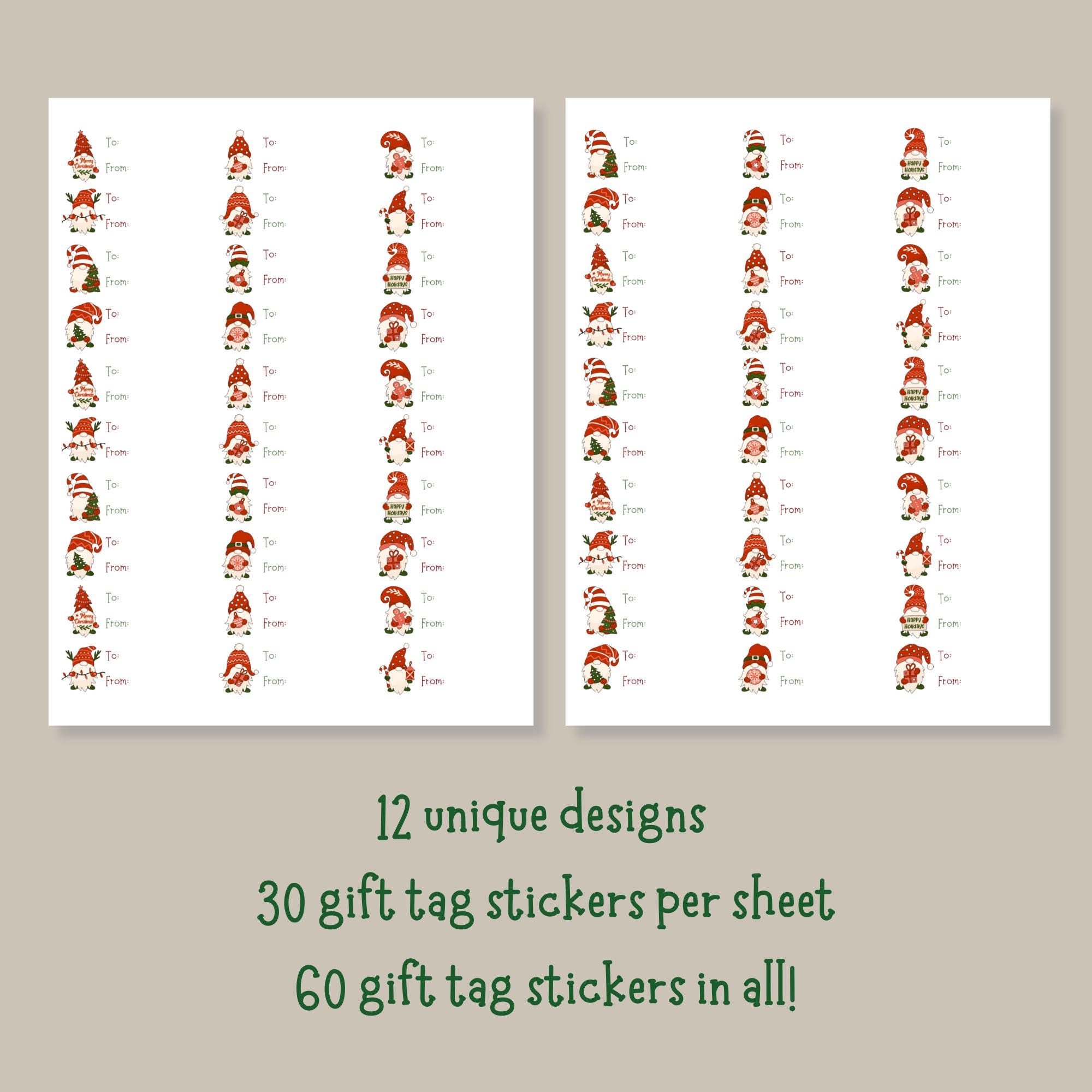 Gnome Holiday Gift Tag Sticker Labels - Etsy