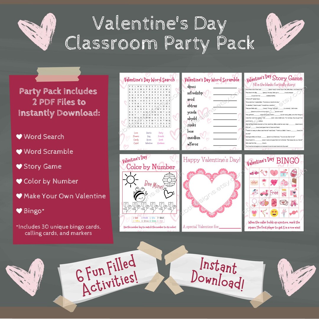 Classroom Valentine's Day Party Pack | Kids Activities | Printable ...