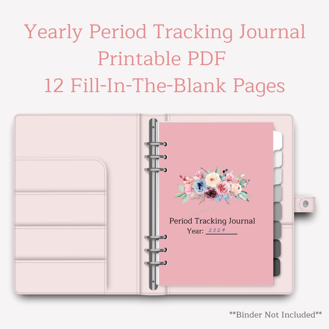 Flower Themed Printable Period Tracker | Printable PDF Journal Pages ...