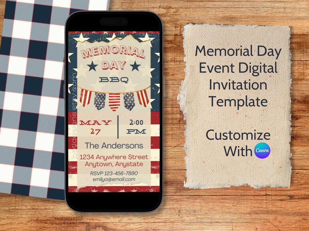 Memorial Day Invitation | Memorial Day Phone Invitation | Memorial Day ...