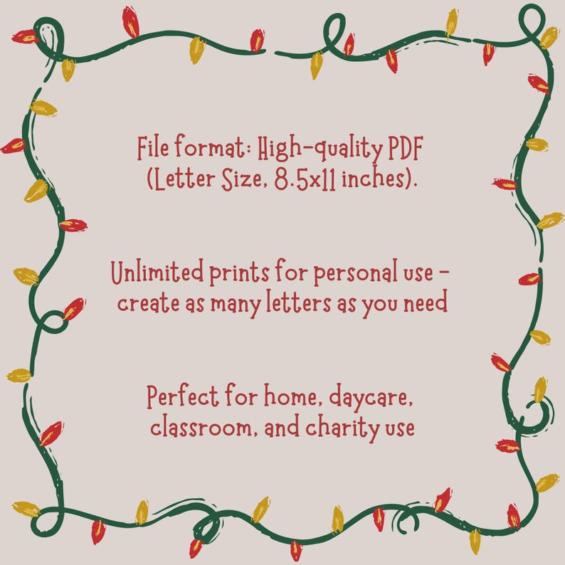 Printable Dear Santa Letter | PDF Instant Download - Etsy