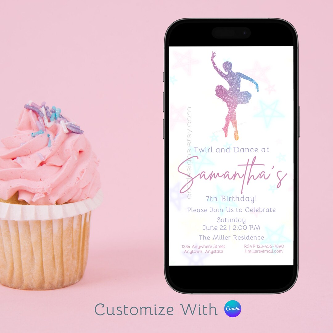 Ballet Birthday Party Invite | Birthday Party Phone Invite| Birthday ...