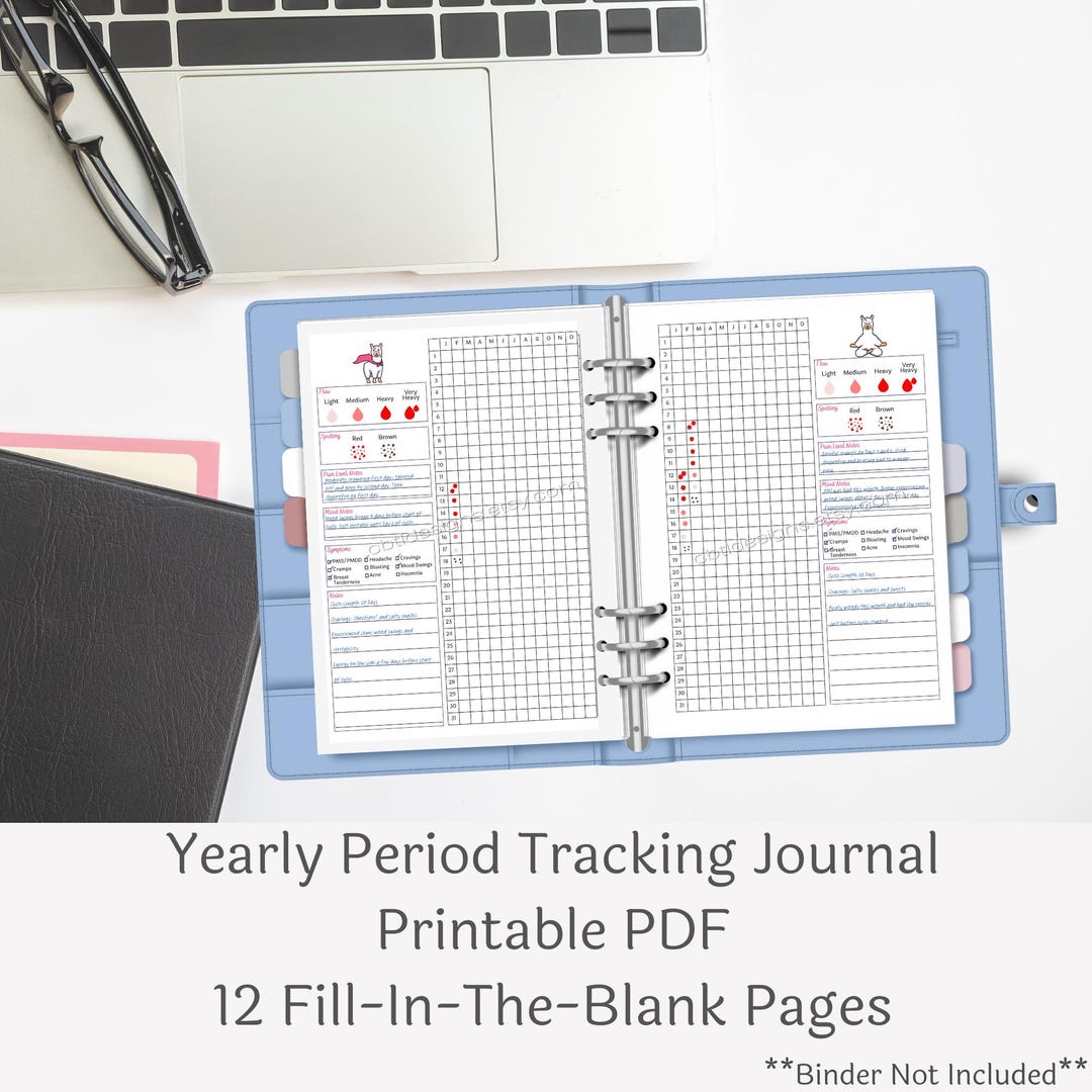 Llama Themed Printable Period Tracker | Printable PDF Journal Pages for ...