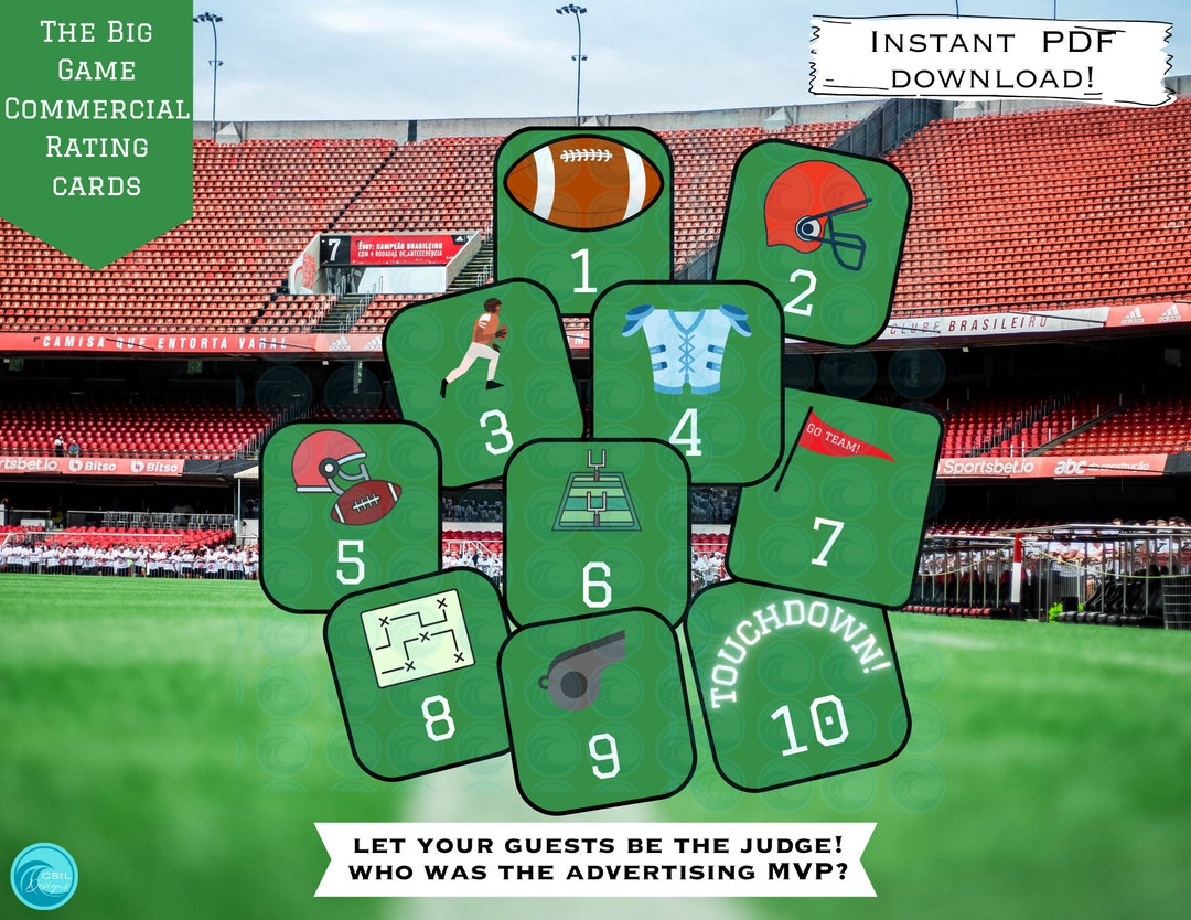 The Big Game Commercial Rating Cards - Etsy