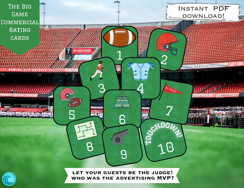 The Big Game Commercial Rating Cards - Etsy