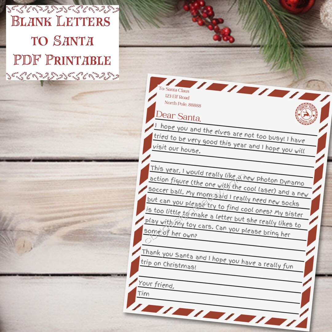 Printable Dear Santa Letter PDF Instant Download - Etsy