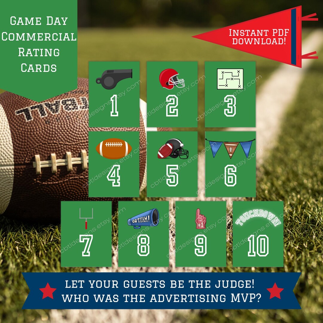 Game Day Commercial Rating Cards | Ad Game Score Cards | Instant ...