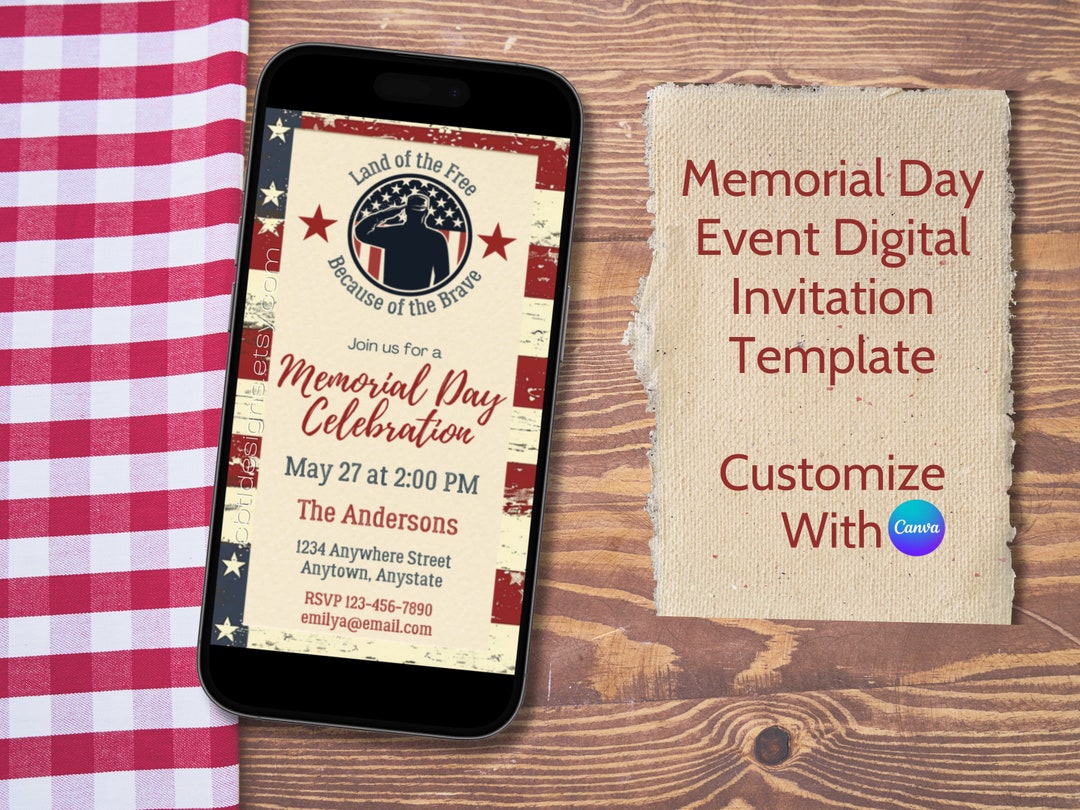 Memorial Day Invitation | Memorial Day Phone Invitation | Memorial Day ...