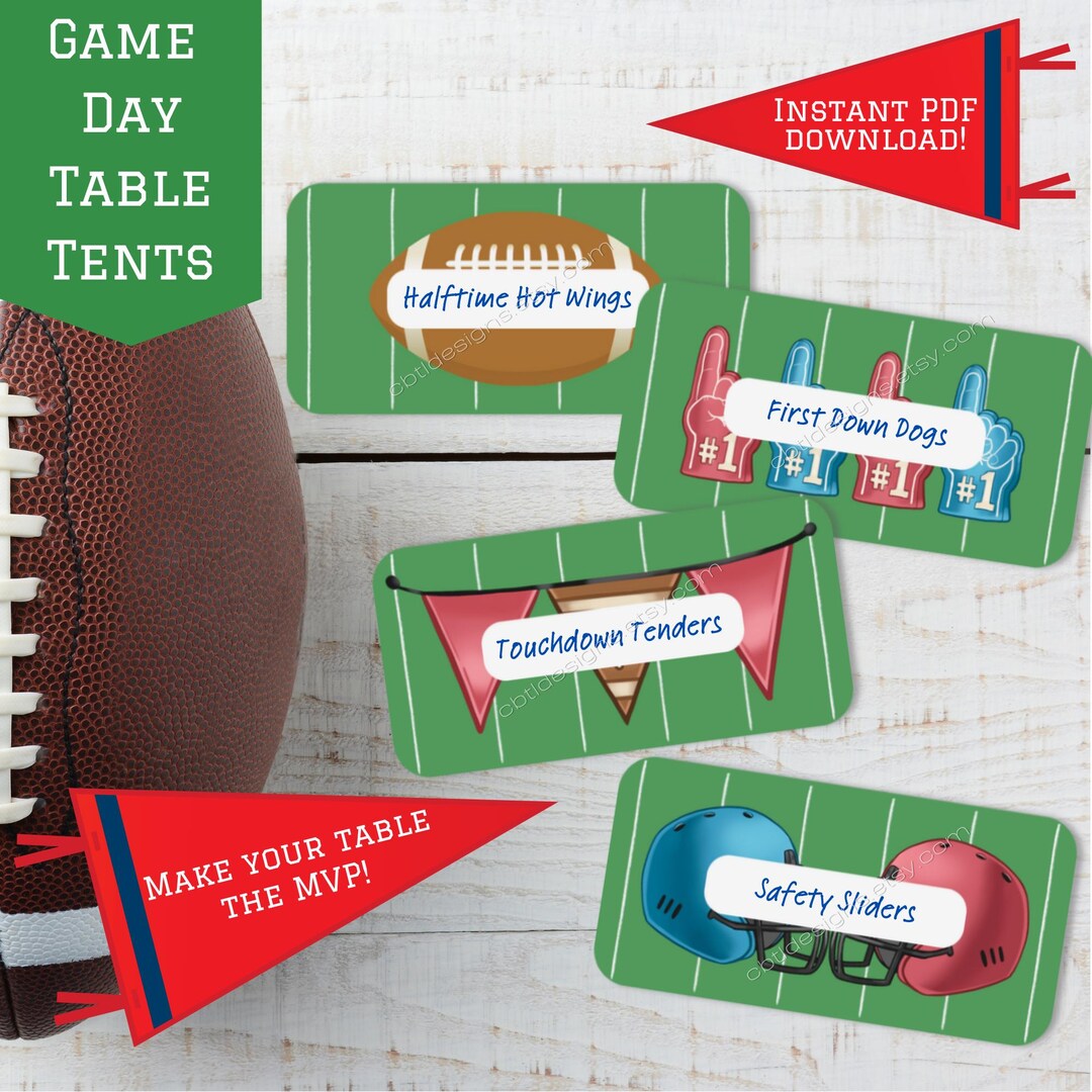 Game Day Party Table Tents | Game Day Food Labels | Printable Food ...