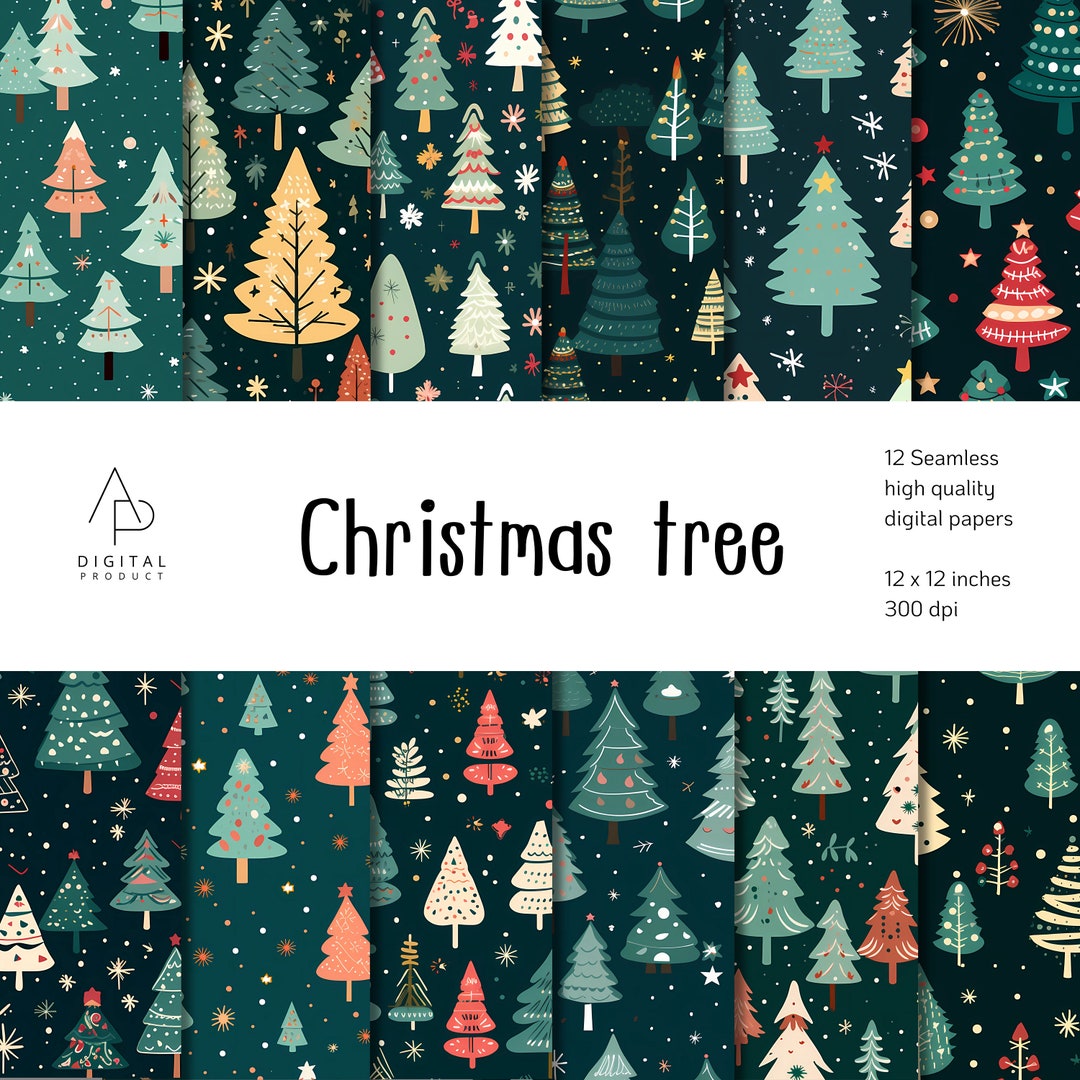 Digital Paper Christmas Tree, Seamless Pattern, Christmas Trees, Print ...