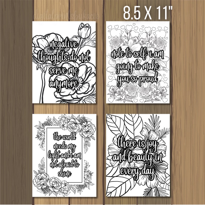 Daily Affirmations Coloring Book 40 Coloring Pages Printable Pdf