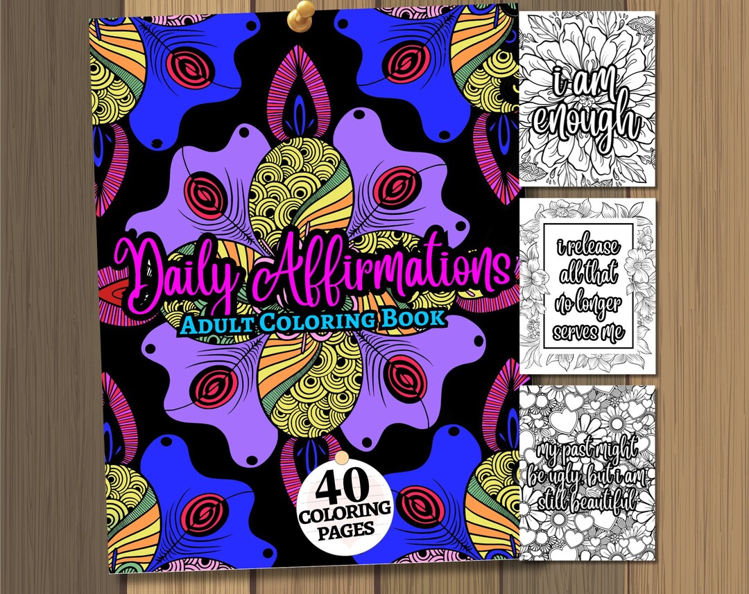 Daily Affirmations Coloring Book, 40 Coloring Pages, Printable PDF ...